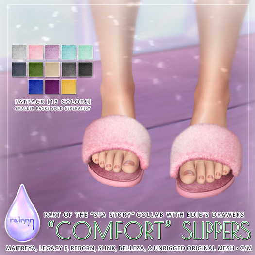 Second Life Marketplace - rainnn - Comfort Slippers [Pastel Pack]